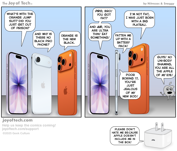 The Joy of Tech comic... Apple's iPhone 17 lineup.